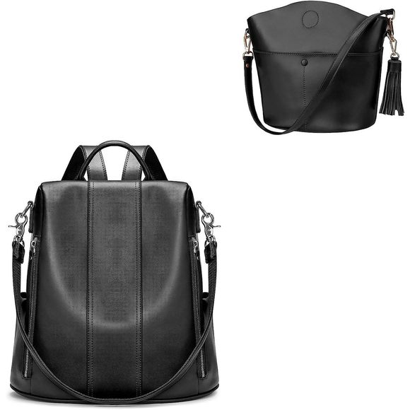 S-Zone | Bags | Leather Backpack Purses Bundle With Crossbody Purse ...